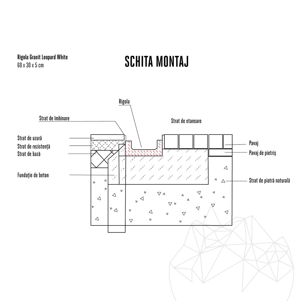 Leopard White Granite Street Gutter 60 x 30 x 5 cm - PIATRAONLINE.com