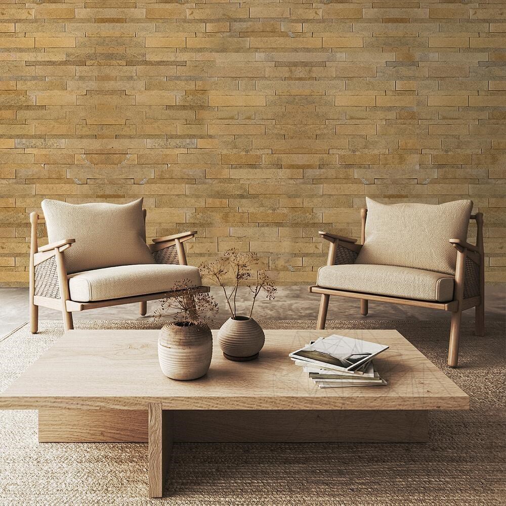 Panel 3D Sandstone Flexibil SKIN - Jaisalmer Yellow 60 x 15 cm (cu 3M ...